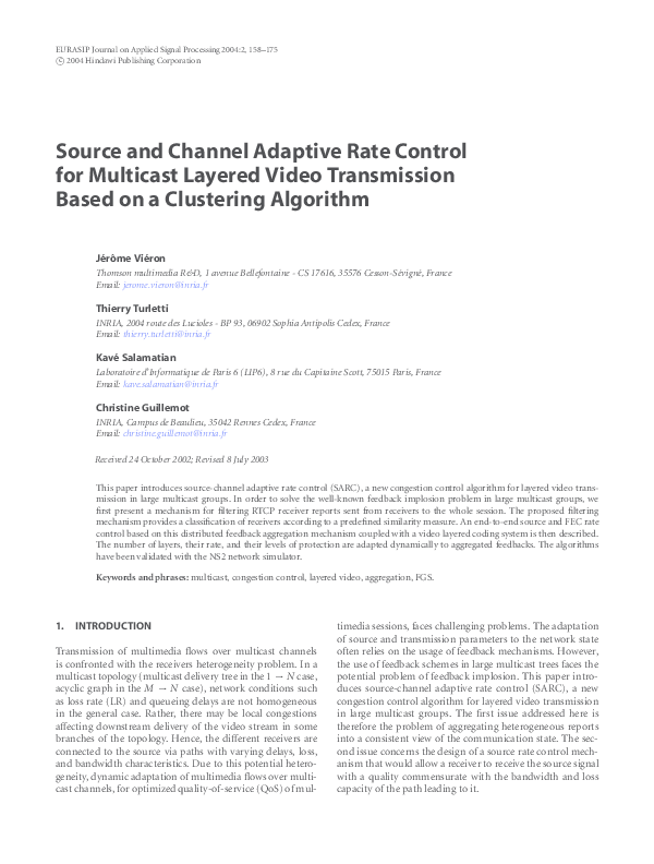 (PDF) Source and channel adaptive rate control for multicast layered ...