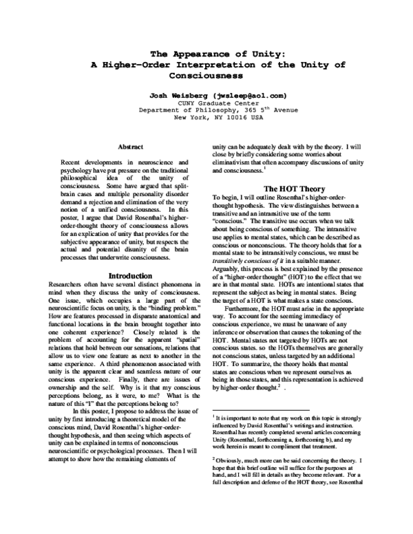 (PDF) The appearance of unity: A higher-order interpretation of the ...