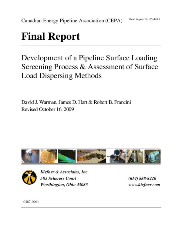 (PDF) Canadian Energy Pipeline Association (CEPA) Development of a ...