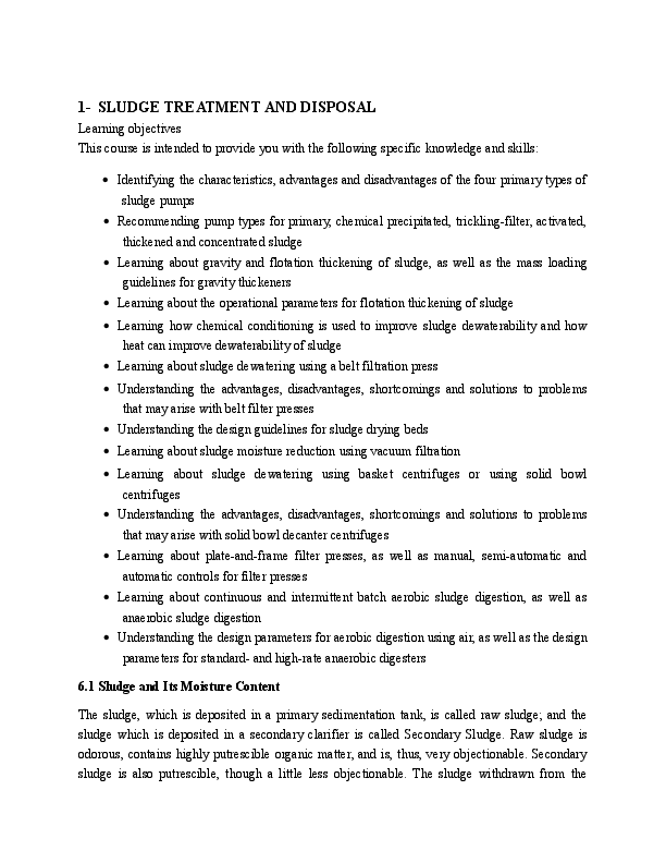 (DOC) SLUDGE TREATMENT AND DISPOSAL