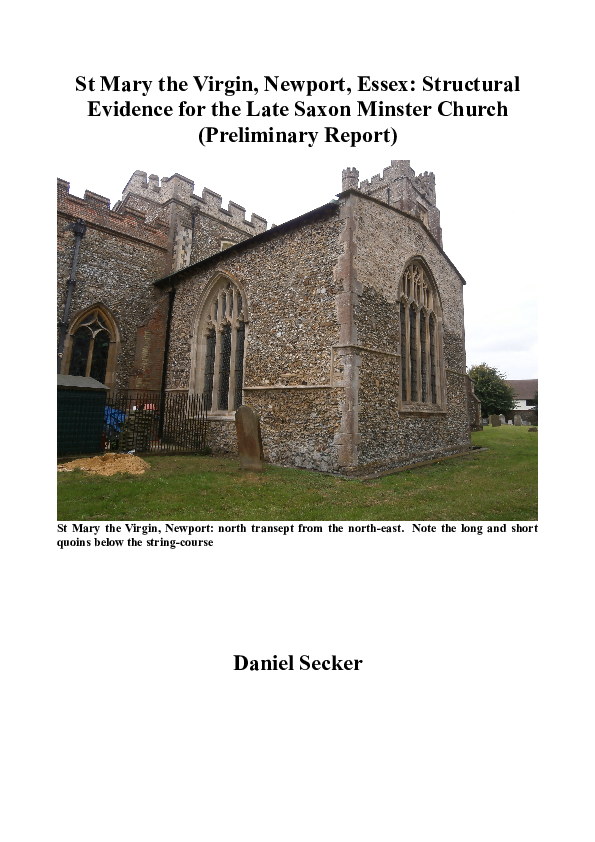 (PDF) St Mary Newport, Essex: structural evidence for the late Saxon ...