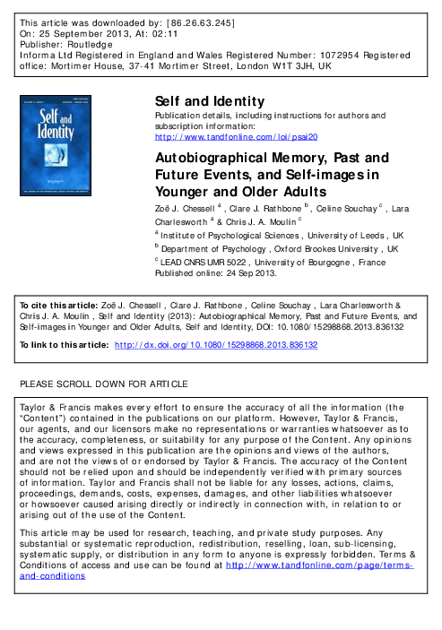 (PDF) Autobiographical Memory, Past and Future Events, and Self-images ...