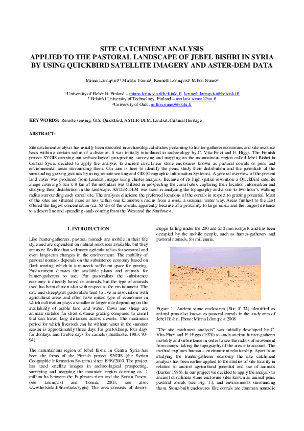 (PDF) Site Catchment Analysis Applied to the Pastoral Landscape of ...