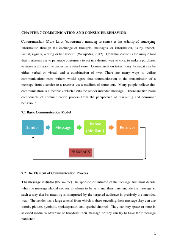 (DOC) Communication and Consumer Behaviour