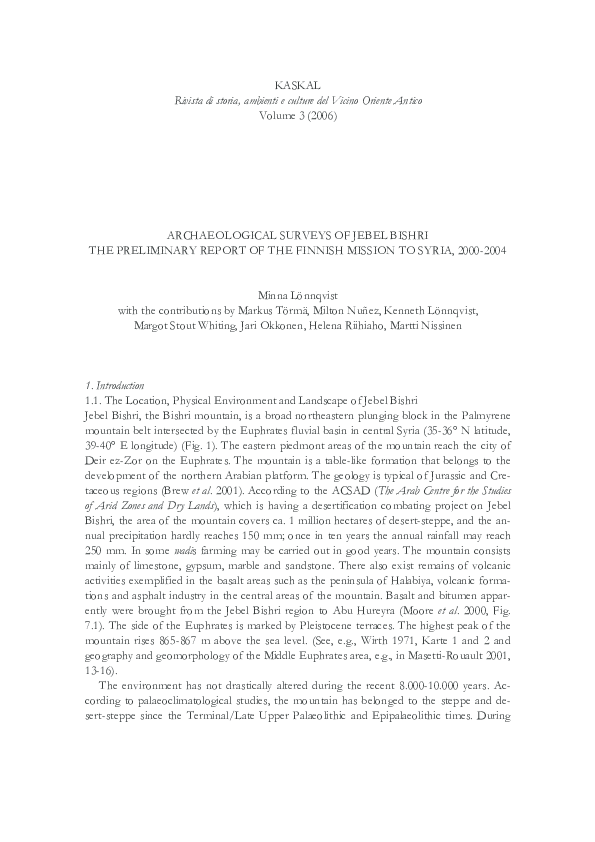 (PDF) Archaeological Surveys of Jebel Bishri, The Preliminary Report of ...