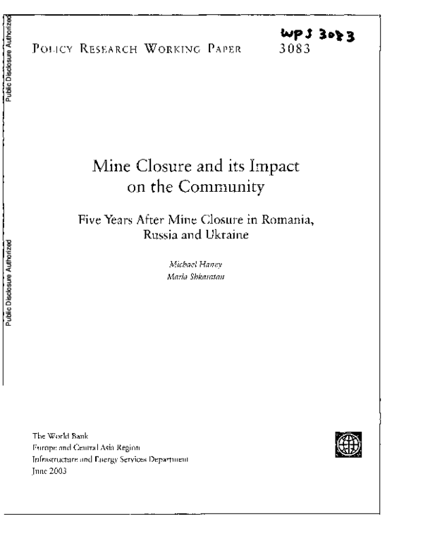 (PDF) Mine Closure and its Impact on the Community: Five Years After ...