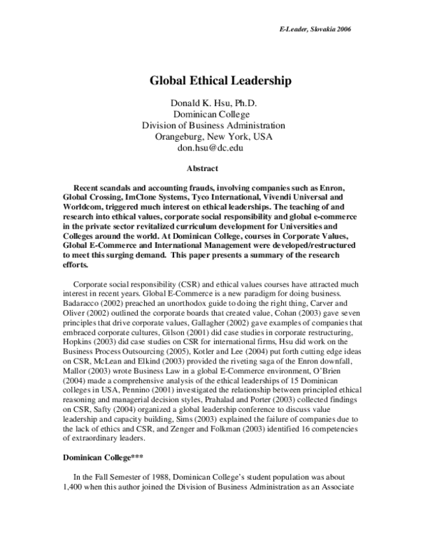 (PDF) Global Ethical Leadership