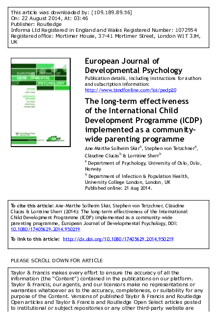 (PDF) The long-term effectiveness of the International Child Development Programme (ICDP ...