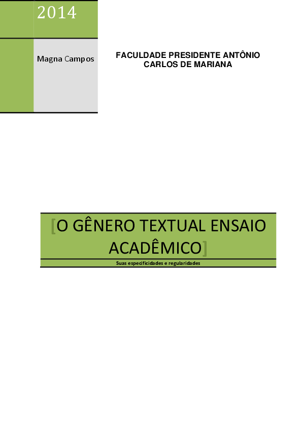 (PDF) Como elaborar um ensaio acadêmico: o formato prototípico do gênero