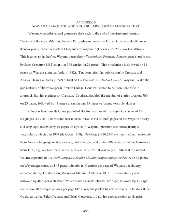 (PDF) Appendix Wayana Language (some basics)