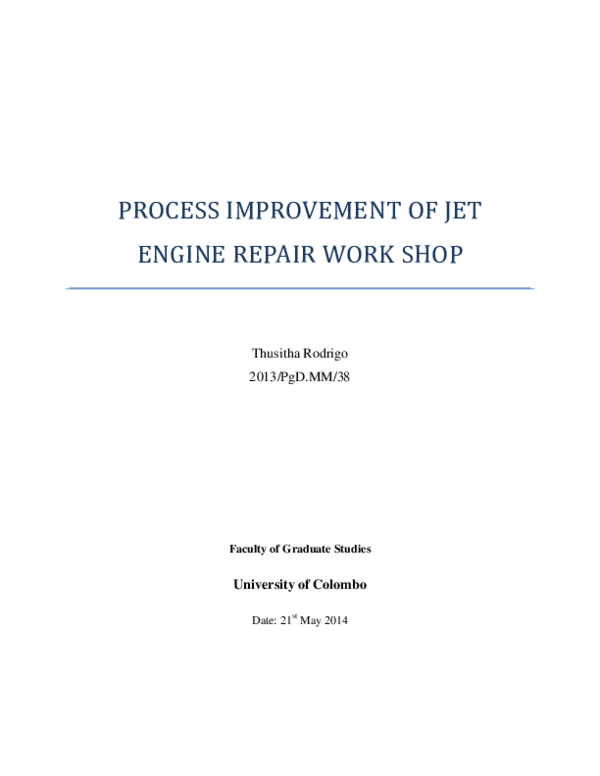 (PDF) PROCESS IMPROVEMENT OF JET ENGINE REPAIR WORK SHOP Extended essay ...