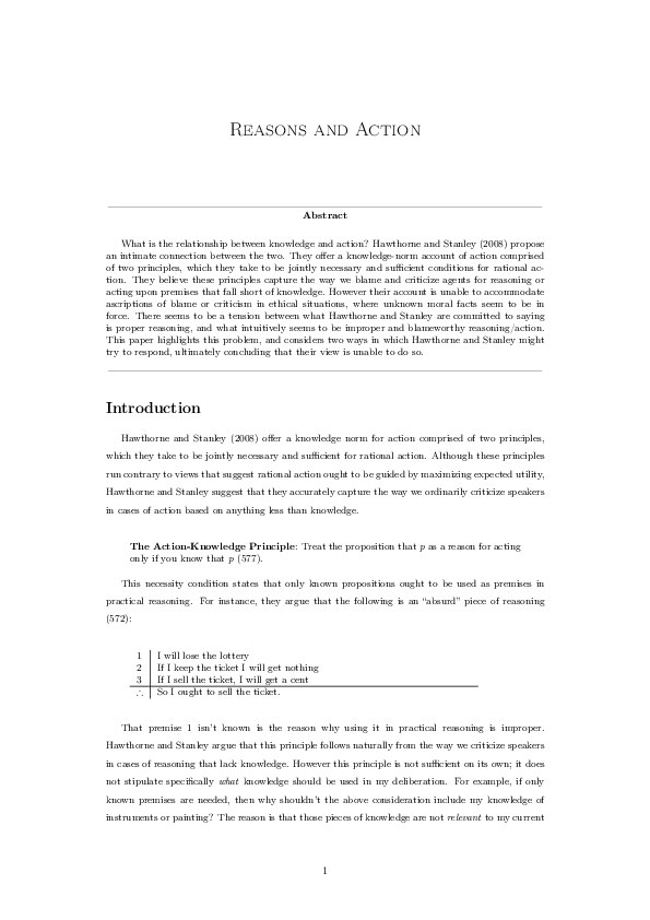 (PDF) Knowledge and Action