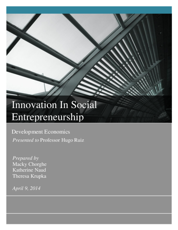 (DOC) Innovation In Social Entrepreneurship (1)