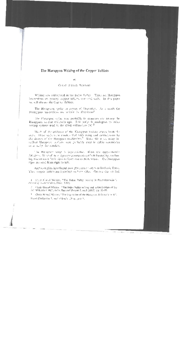 (PDF) The Harappan Writing of the Copper Tablets