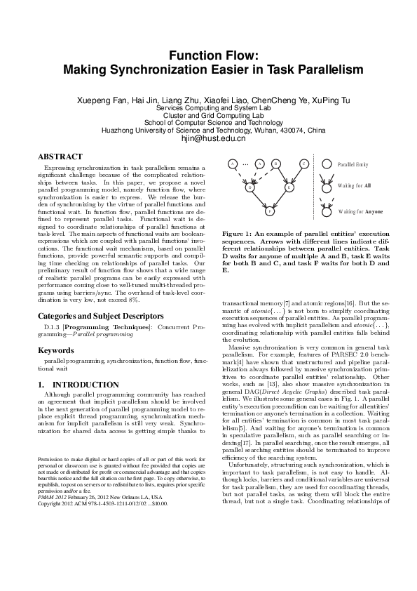 Pdf Function Flow Making Synchronization Easier In Task Parallelism