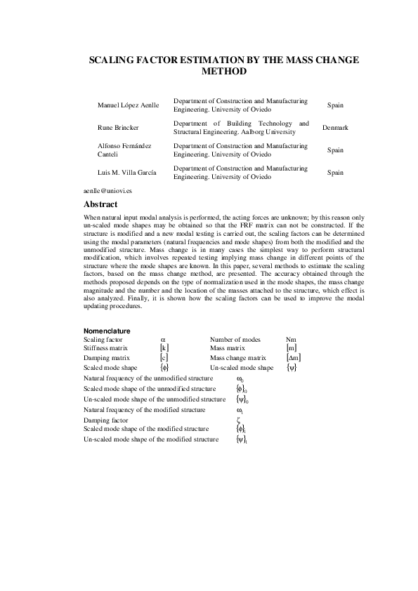 (PDF) Estimating Scaling Factors via Mass Change Method