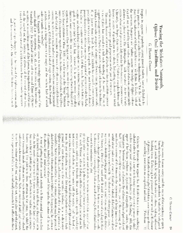 (PDF) Tracing the Trickster: Nanapush, Ojibwe Oral Narration, and Tracks