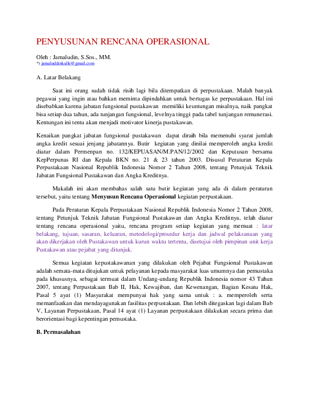 (DOC) Makalah Penyusunan Rencana Operasional