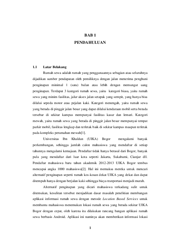 (DOC) BAB I - APLIKASI INFORMASI RUMAH SEWA SEKITAR UNIVERSITAS IBN ...