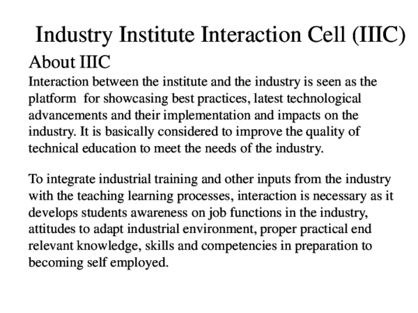 (PPT) Industry institute interaction cell IIIC