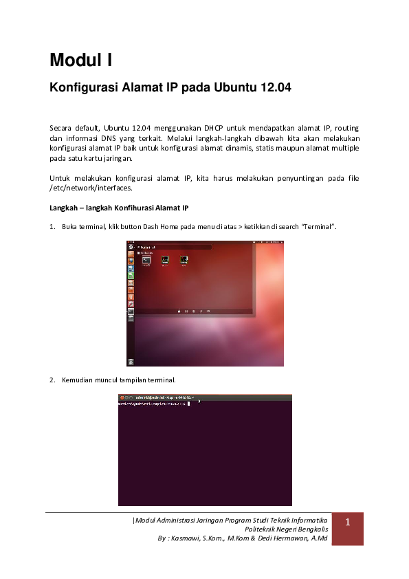 (PDF) Konfigurasi IP Statis dan Dinamis