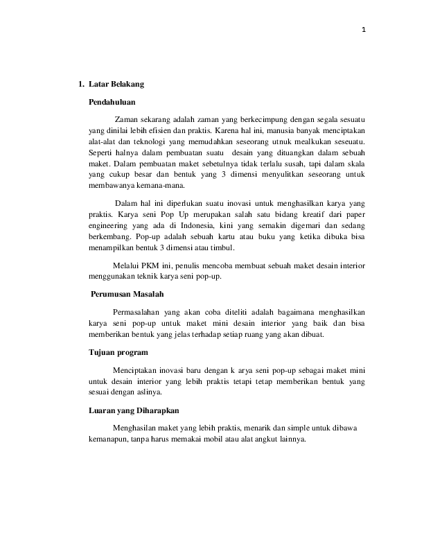 (DOC) Karya seni POP UP CARD SEBAGAI MAKET MINI UNTUK DESAIN INTERIOR