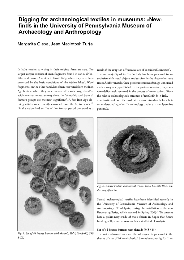 (PDF) Digging for archaeological textiles in museums:'New'finds in the ...