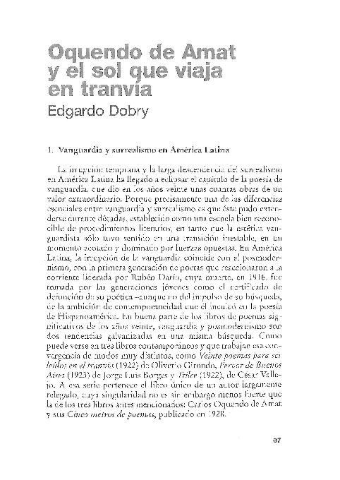 (PDF) Oquendo de Amat y el sol que viaja en tranvía