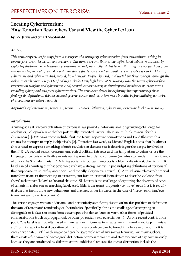 (PDF) Locating Cyberterrorism: How Terrorism Researchers Use and View ...