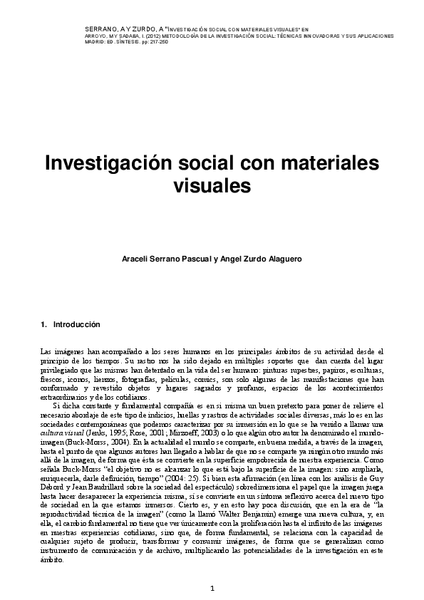 (PDF) Investigación social con materiales visuales