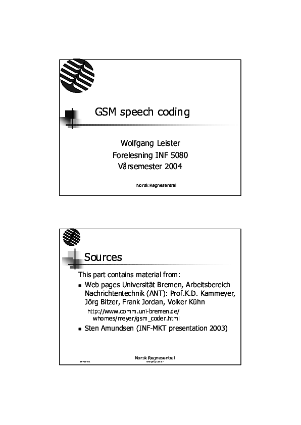 (PDF) GSM speech coding