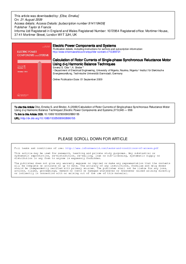 (PDF) Calculation of Rotor Currents of Single-phase Synchronous ...