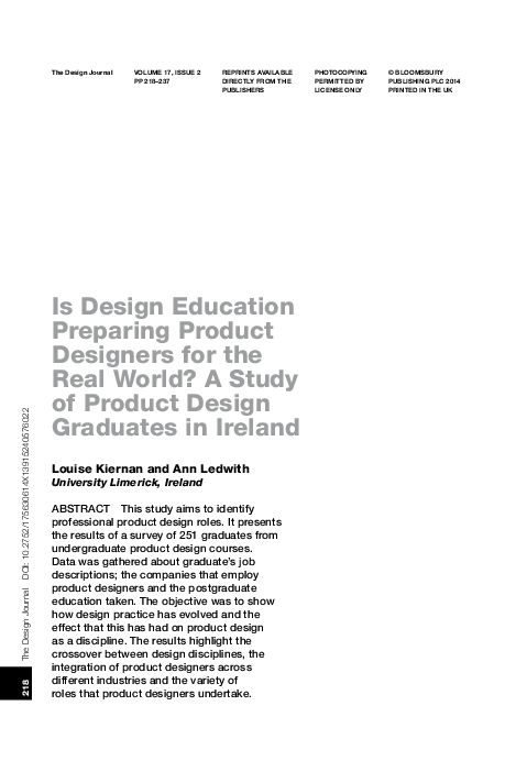 (PDF) Is Design Education Preparing Product Designers for the real world?