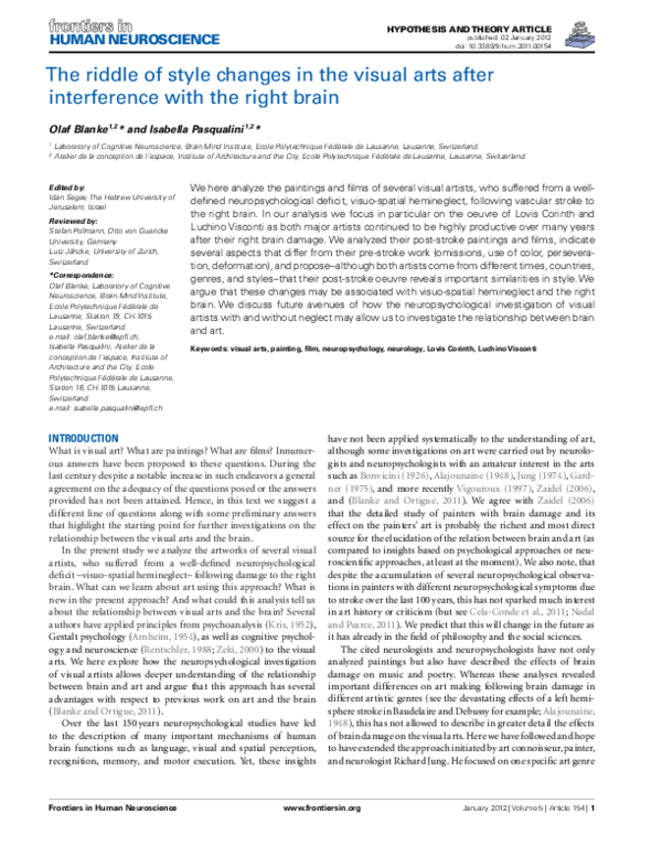 (PDF) The riddle of style changes in the visual arts after interference ...