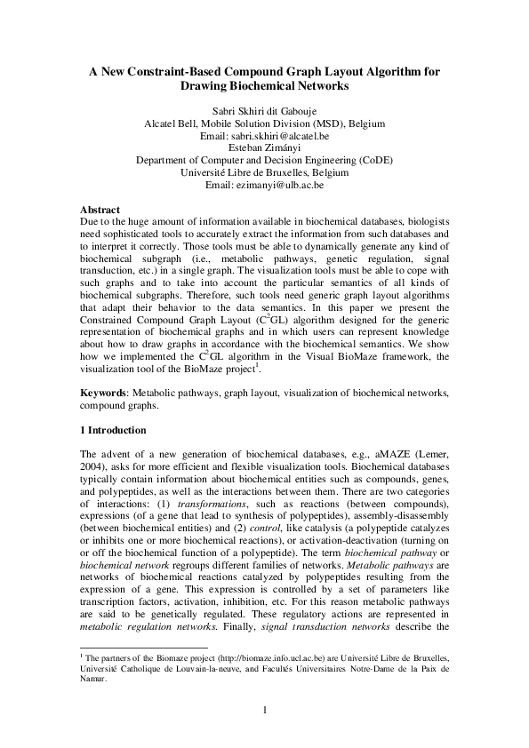 Pdf A New Constraint Based Compound Graph Layout Algorithm For Visualizing Biochemical Networks