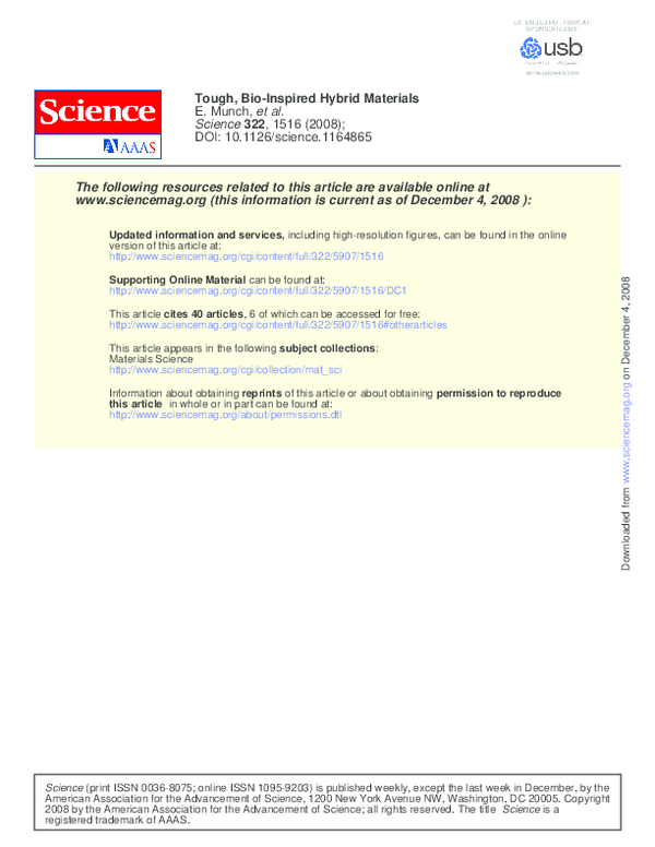 (PDF) Tough, bio-inspired hybrid materials | Etienne Munch - Academia.edu
