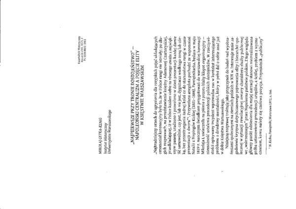 (PDF) M. Getka-Kenig, "Najpierwsze przy tronie dostojeństwo ...