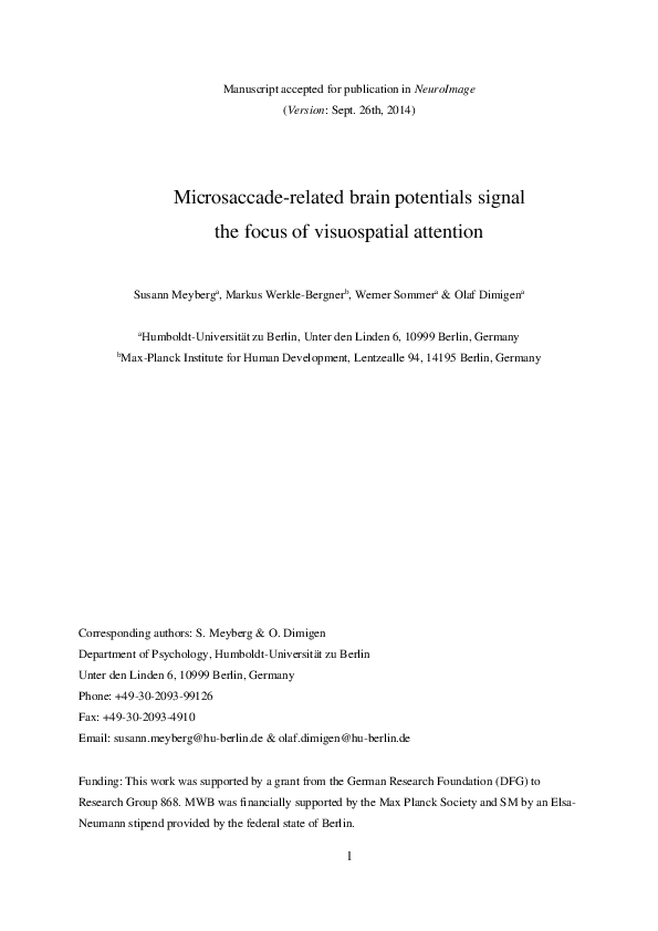 (PDF) Microsaccade-related brain potentials signal the focus of visuospatial attention