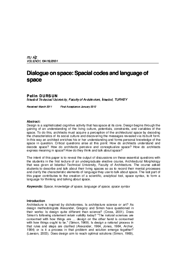 (PDF) Dialog on Space: Spatial Codes and Language of Space