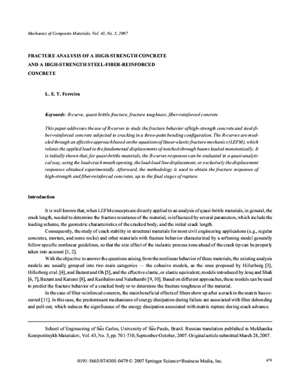 (PDF) FRACTURE ANALYSIS OF A HIGH-STRENGTH CONCRETE AND A HIGH-STRENGTH ...
