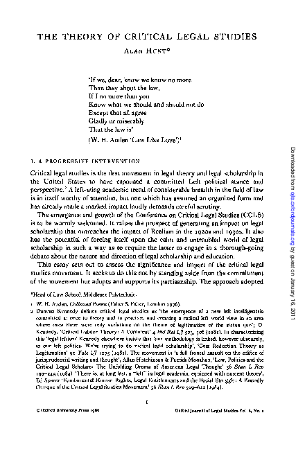 (PDF) THE THEORY OF CRITICAL LEGAL STUDIES