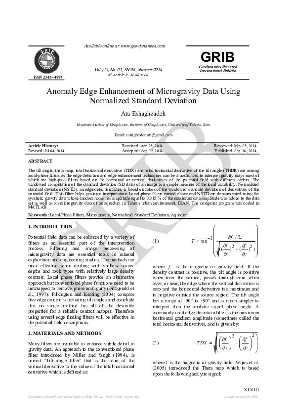 (PDF) Anomaly Edge Enhancement of Microgravity Data Using Normalized Standard Deviation