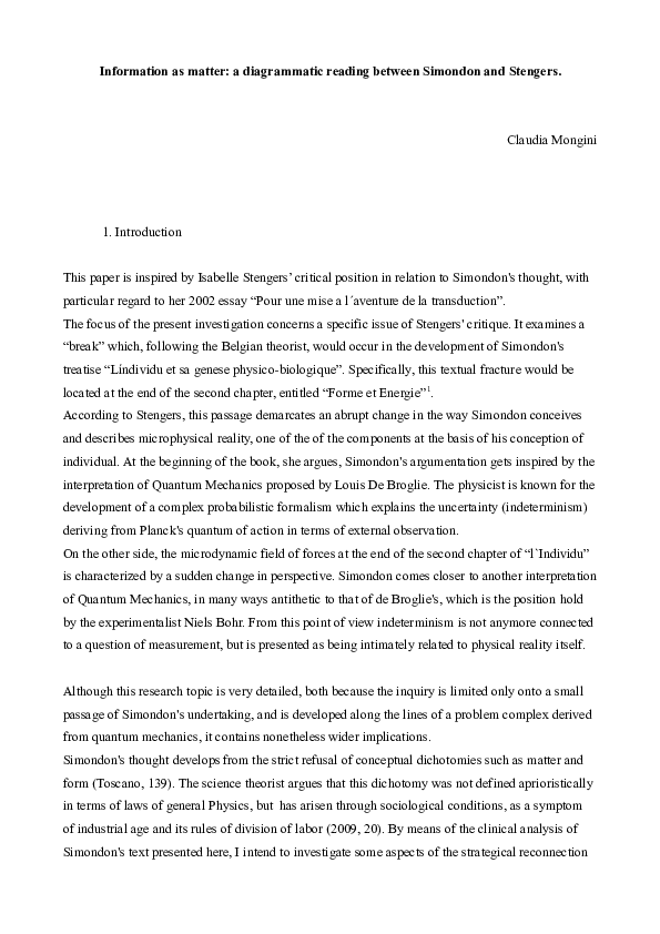 (PDF) Information as matter: a diagrammatic reading between Simondon ...