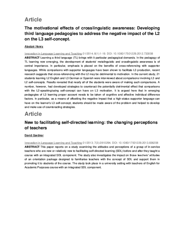 (DOC) Article The motivational effects of crosslinguistic awareness ...
