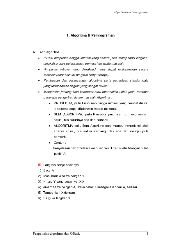 (PDF) 1. Pengenalan algoritma dan qbasic