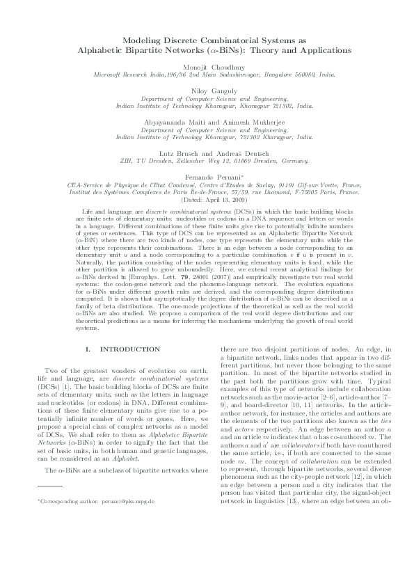Pdf Modeling Discrete Combinatorial Systems As Alphabetic Bipartite