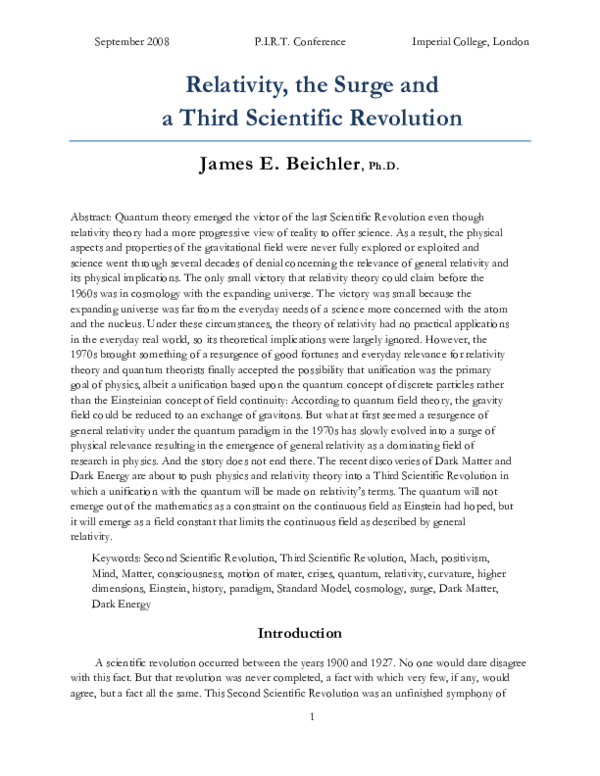 (PDF) Relativity, the Surge and a Third Scientific Revolution