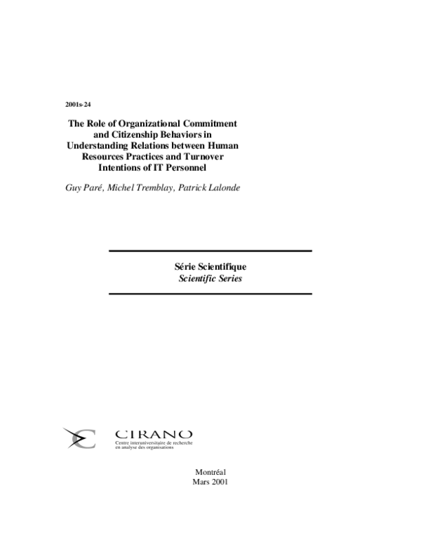 (PDF) The Role of Organizational Commitment and Citizenship Behaviors in Understanding Relations ...