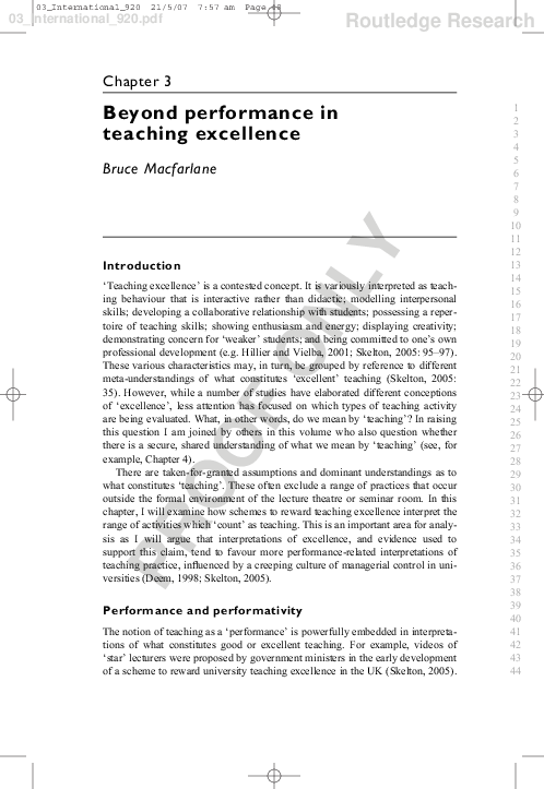 (PDF) Beyond Performance in Teaching Excellence