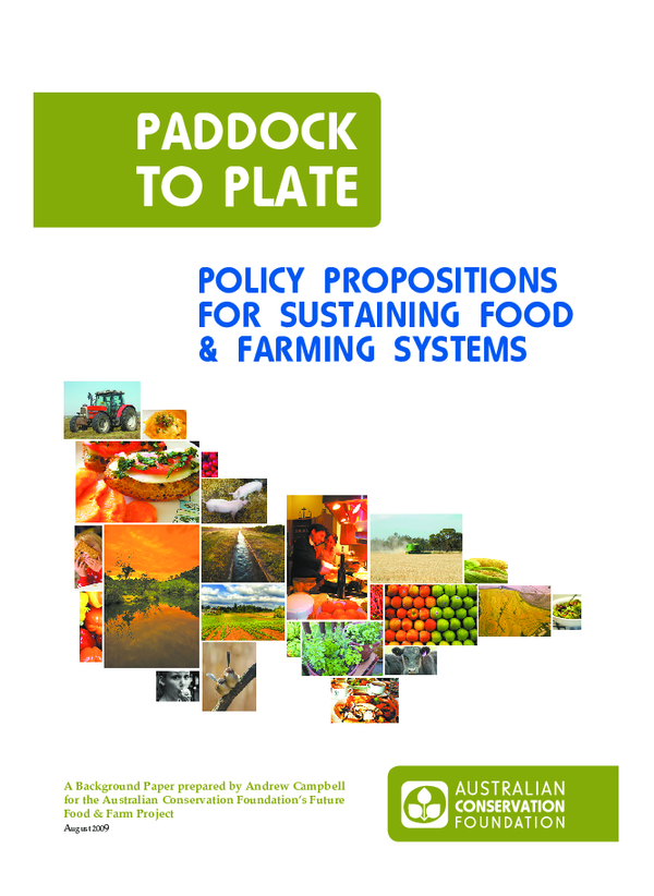 Paddock to Plate: policy propositions for sustaining food and farming ...
